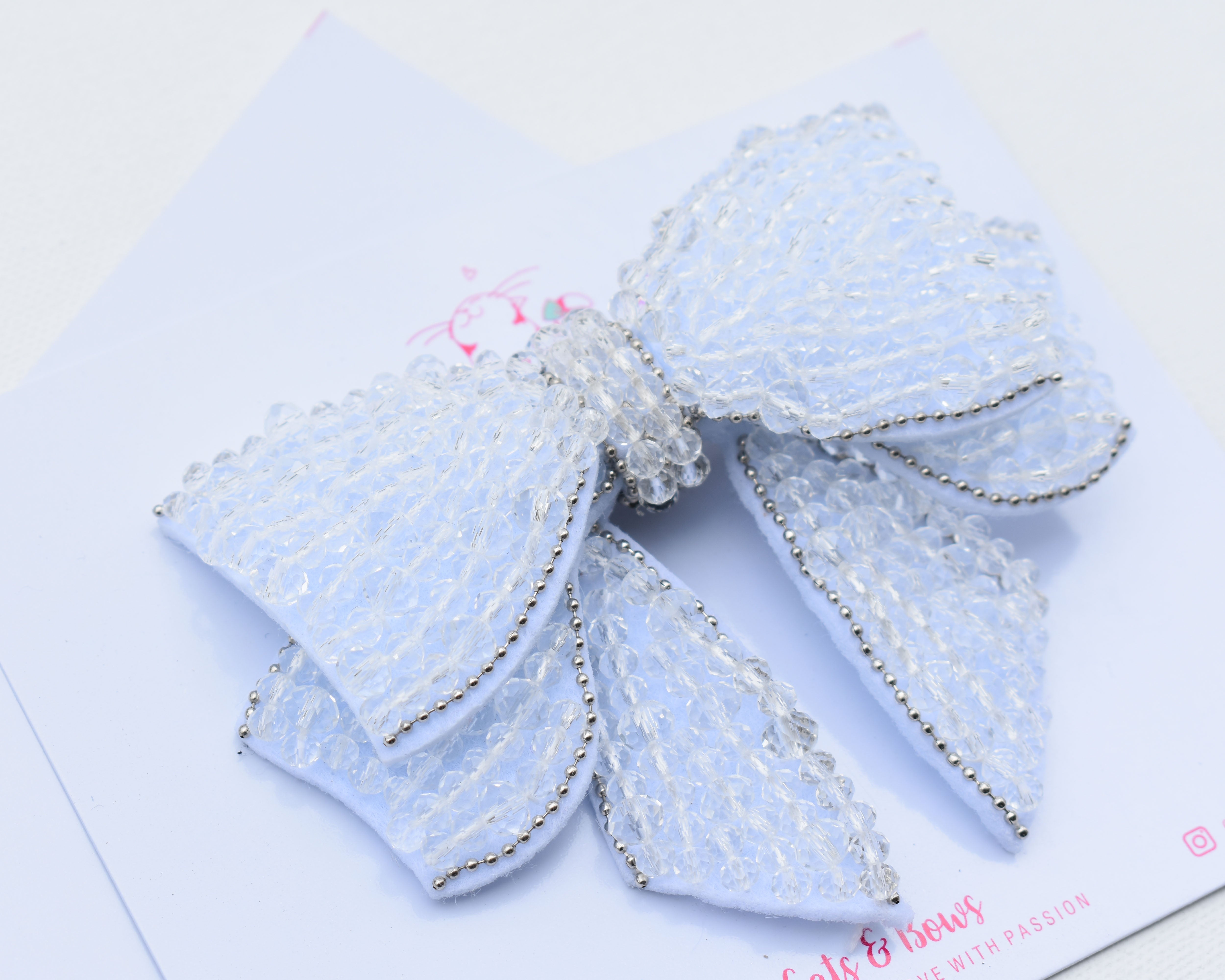 Beaded White - Bejeweled Bow – Cats&Bows